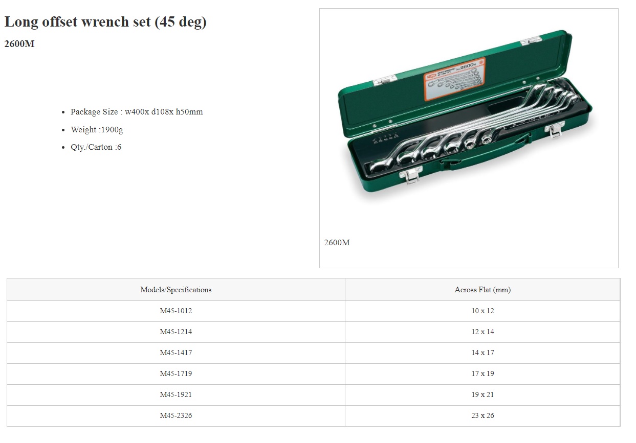 Ichiban Precision Sdn Bhd - Tone - Tone one Spanner set, Combination Spanner set, Long offset ...